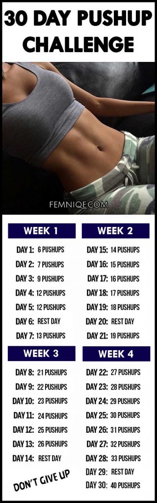 30 Day Push-Up Challenge For Beginners - Femniqe