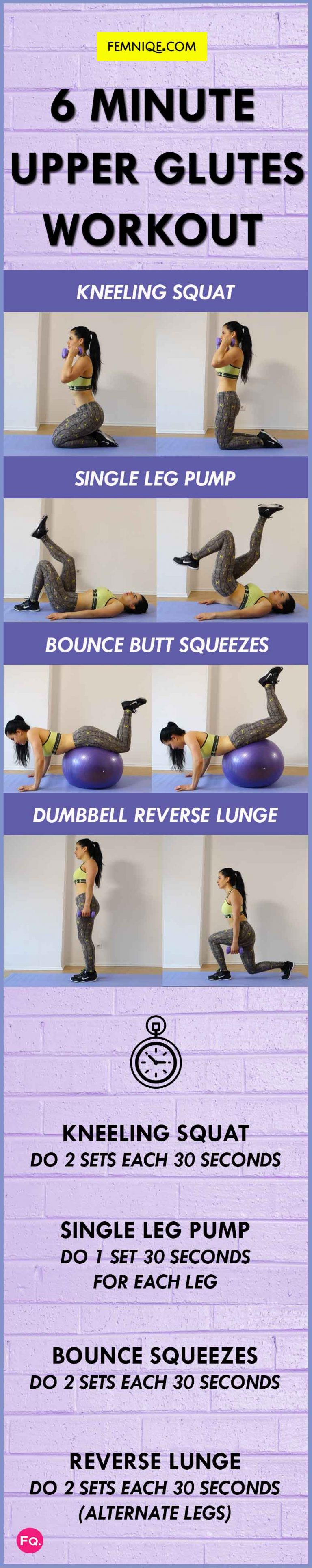 Best Upper Glutes Workout: 6 Minute Upper Butt Workout For Amazing ...