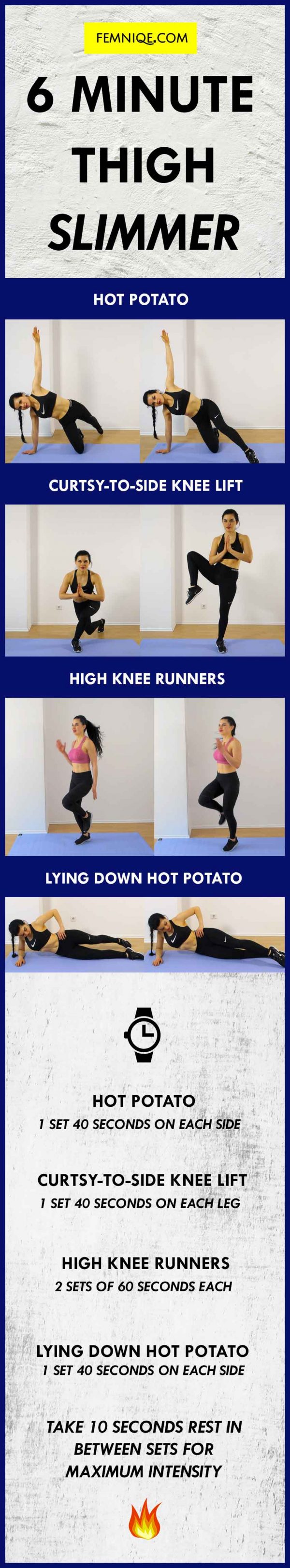 6 Minute Inner & Outer Thigh Workout (Fat Reducer) - Femniqe