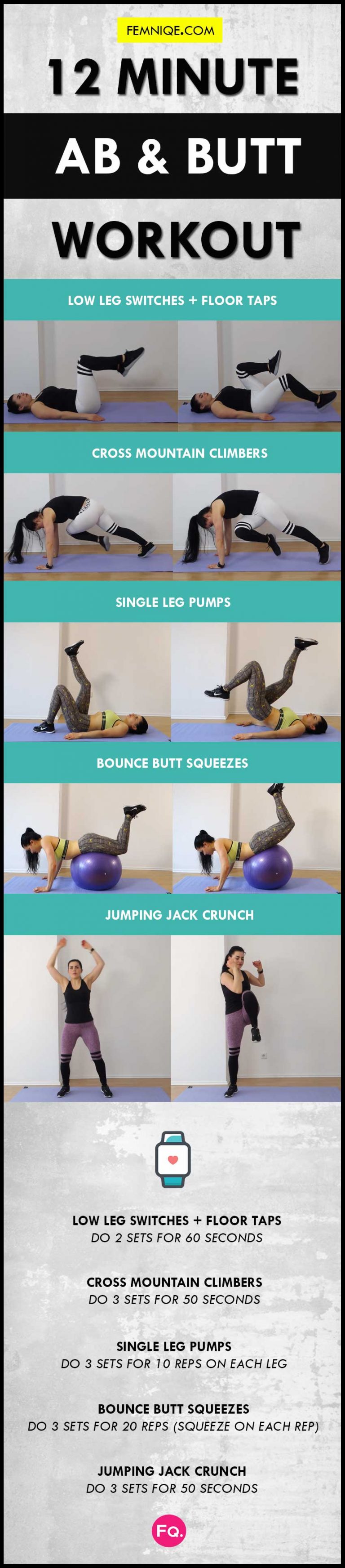 Butt and Abs Workout: Reshape Your Glutes & Waist (12 Minutes) - Femniqe